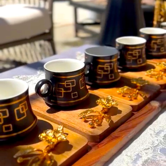 Kitchen | Tea Cup Set With Wooden Tray | Poshmark